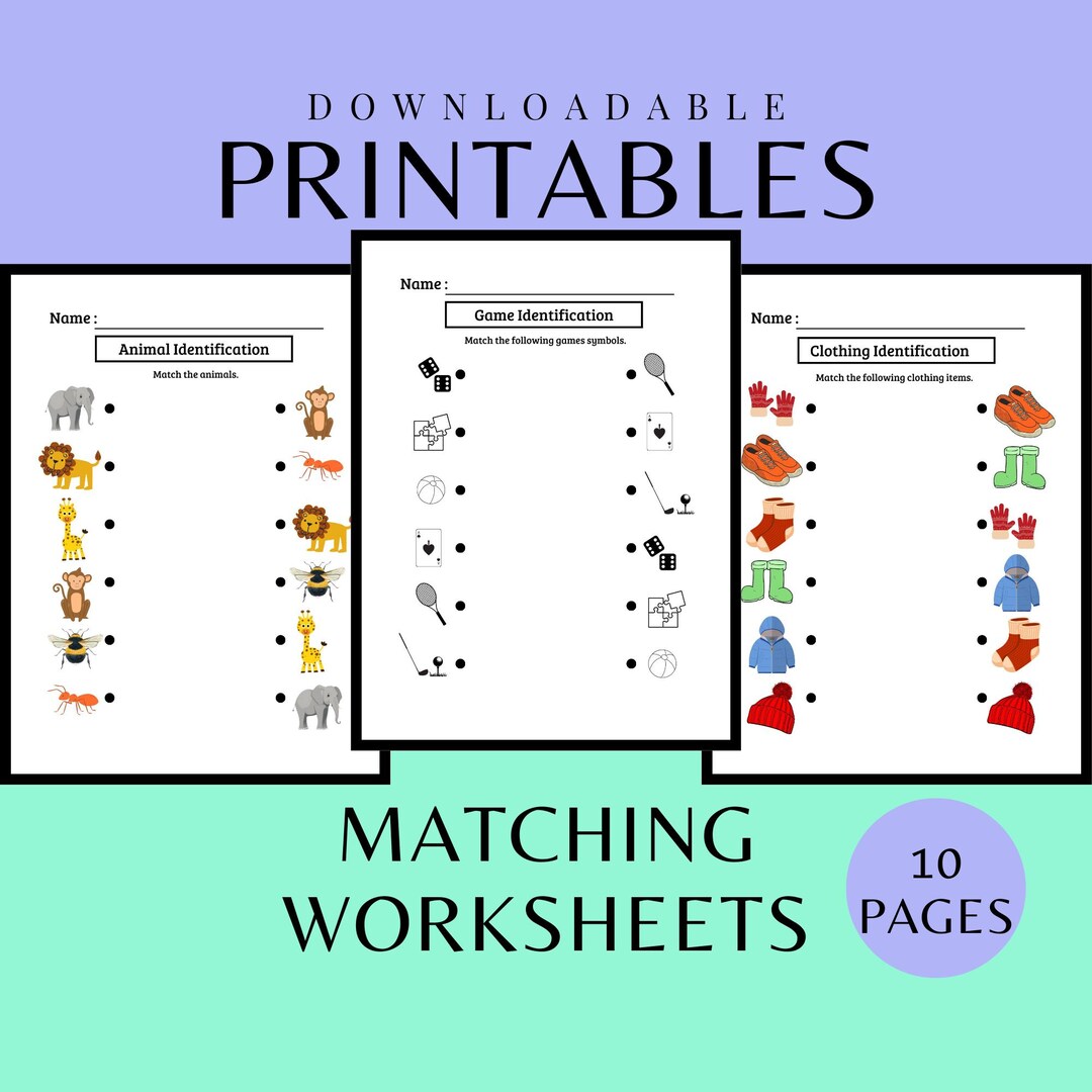 Printable Matching by Pictures Worksheets, Preschool, Kindergarten ...