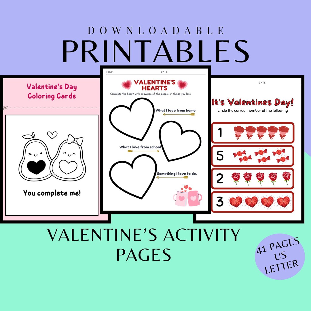 Valentine's Activity Book, 41 Printable Pages (PDF) - Etsy