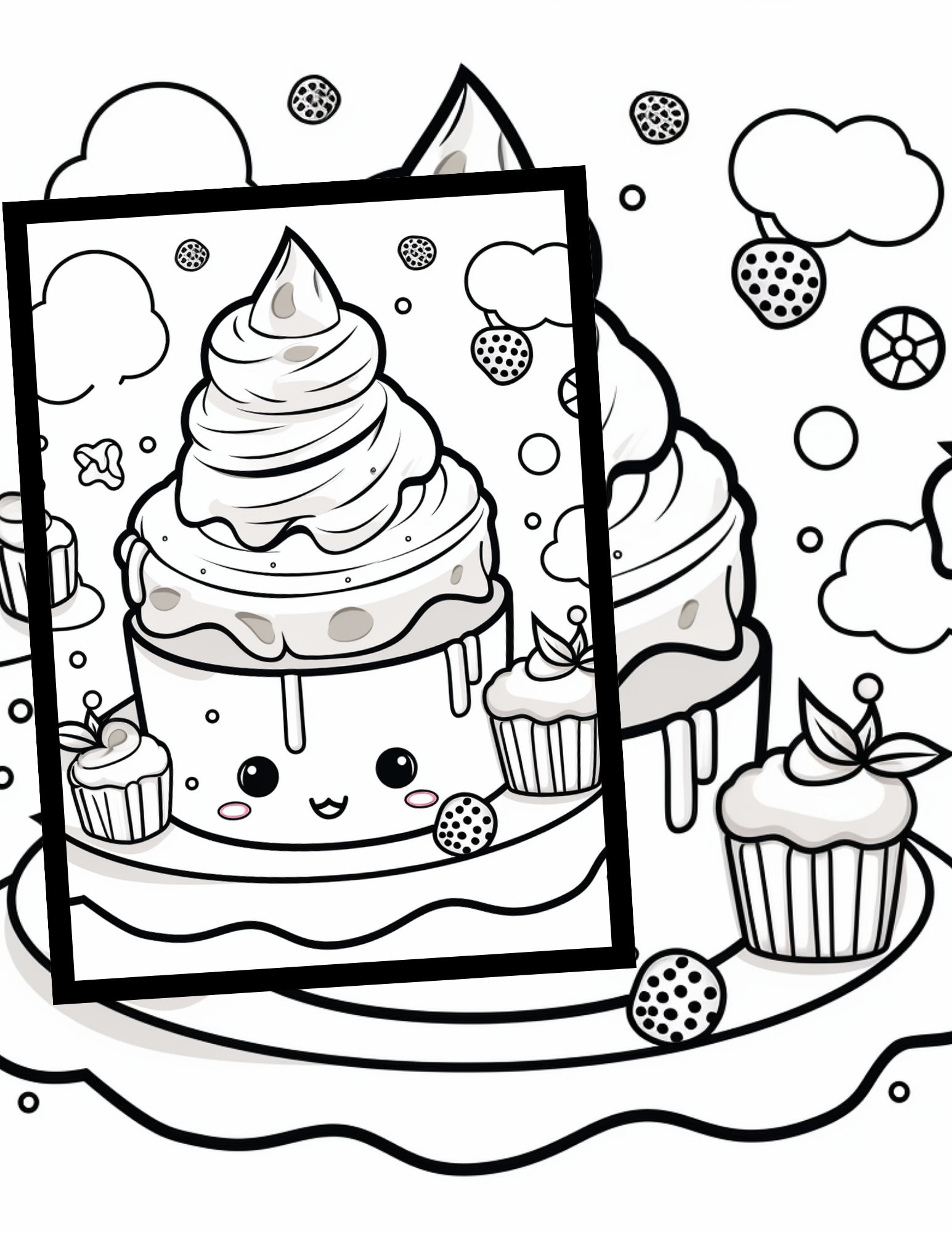 Cutie Confectionery Kawaii Colouring Book, Digital Colouring 23 Pages ...