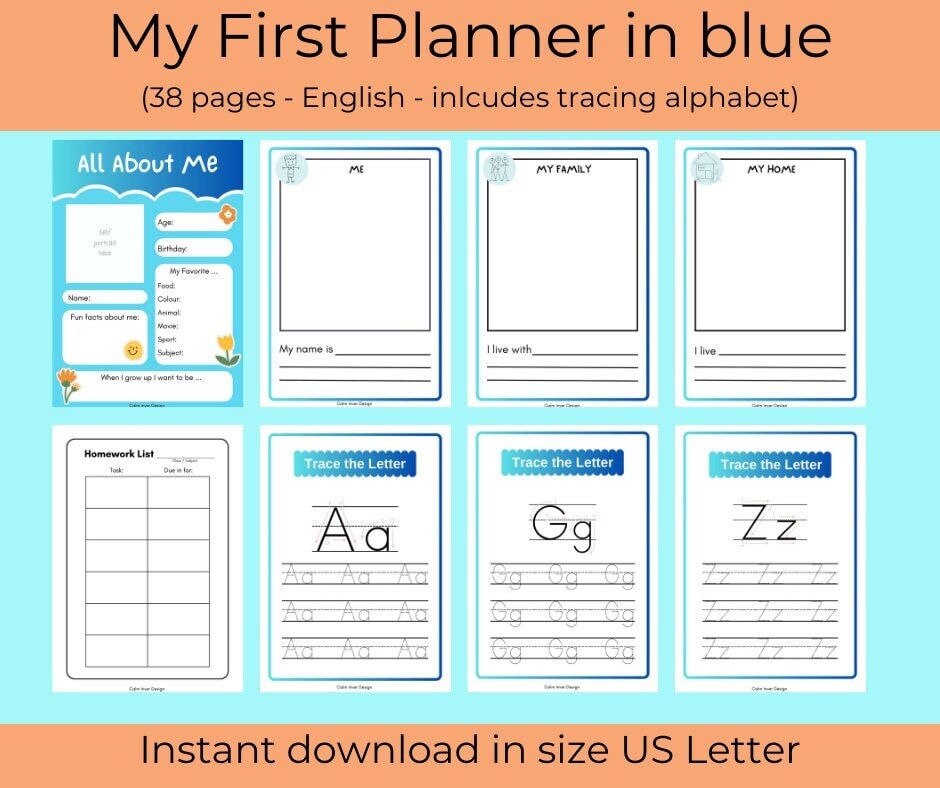 My First Planner, Children's Planner, Kids Planner, Digital Product ...