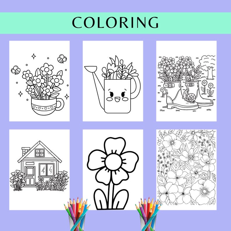 100 Spring Coloring Pages, Fun Activities (PDF) - Etsy