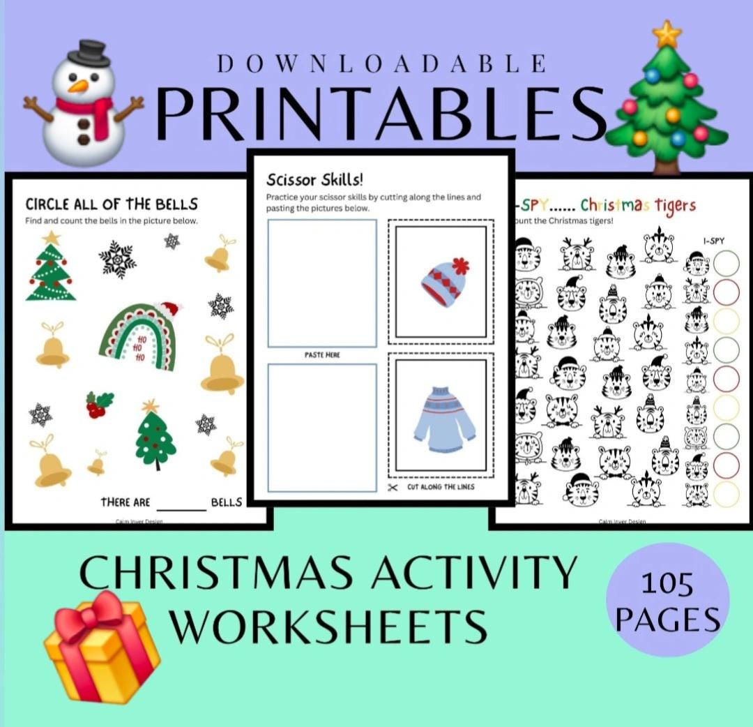 Christmas Activity Pages, Printable, Worksheets, Colouring Bundle ...