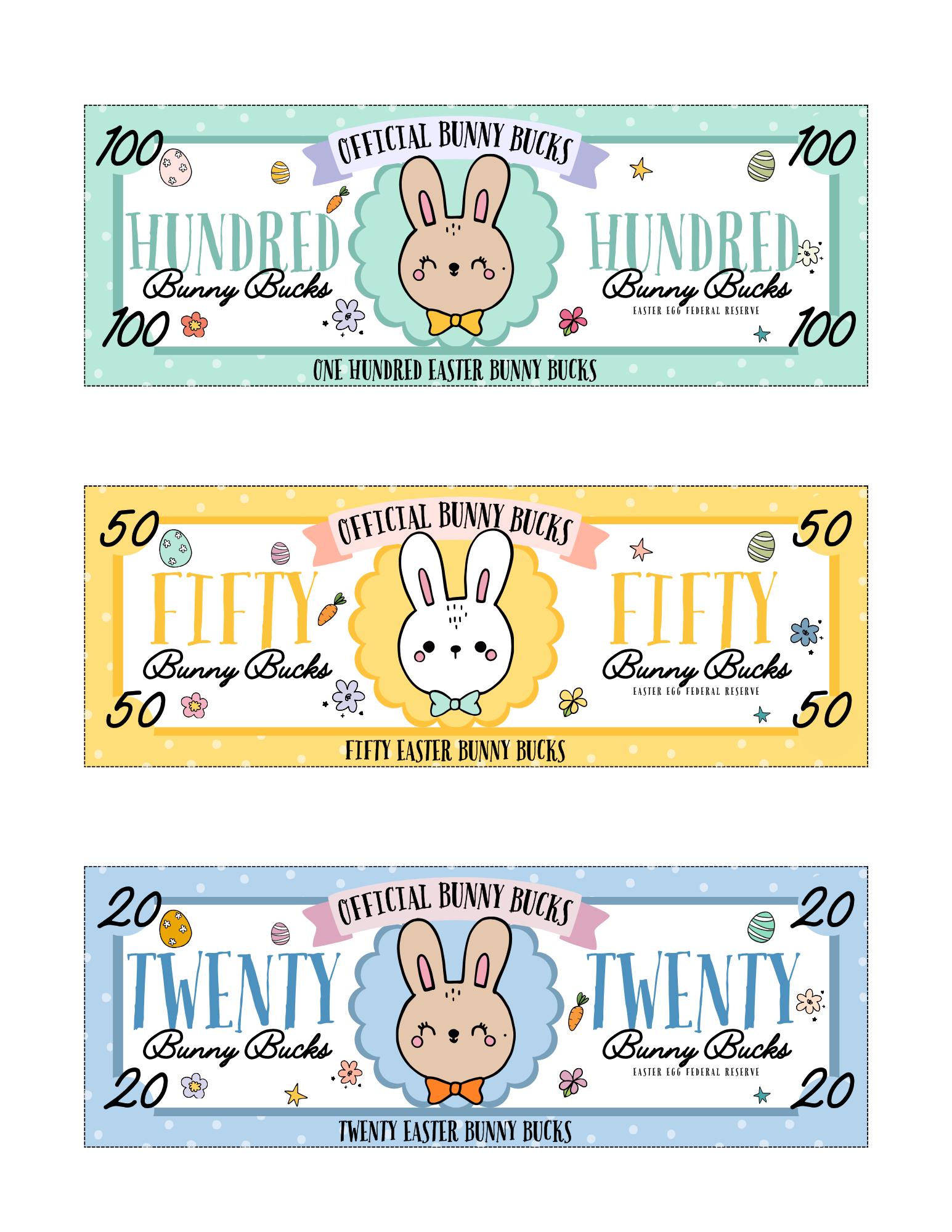 Bunny Bucks Printable: Easter Play Money, Reward Coupons (digital ...