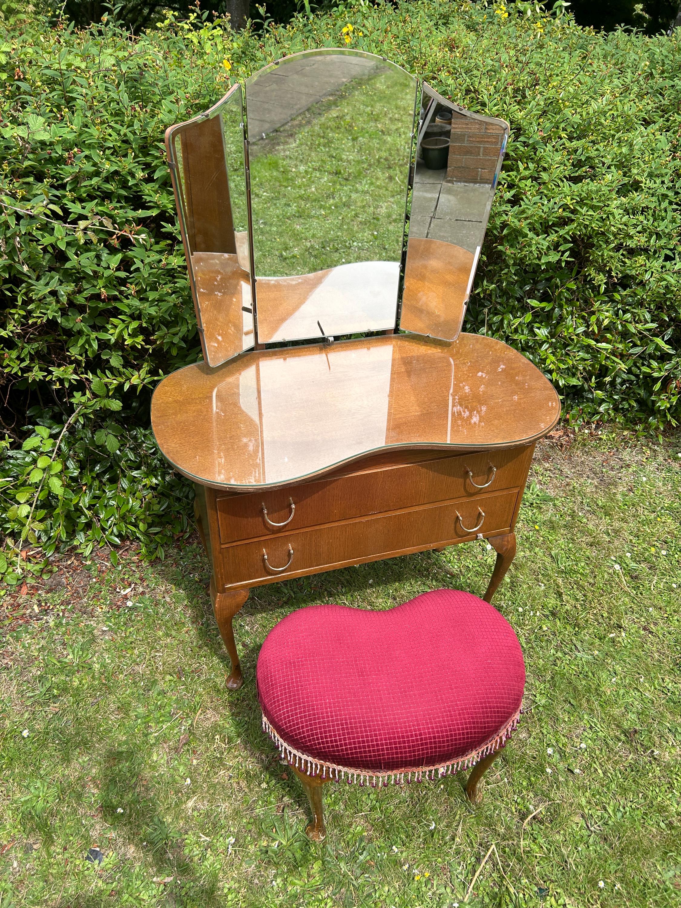 Vintage Kidney Shaped Dressing Table With Stool Collection Only - Etsy UK