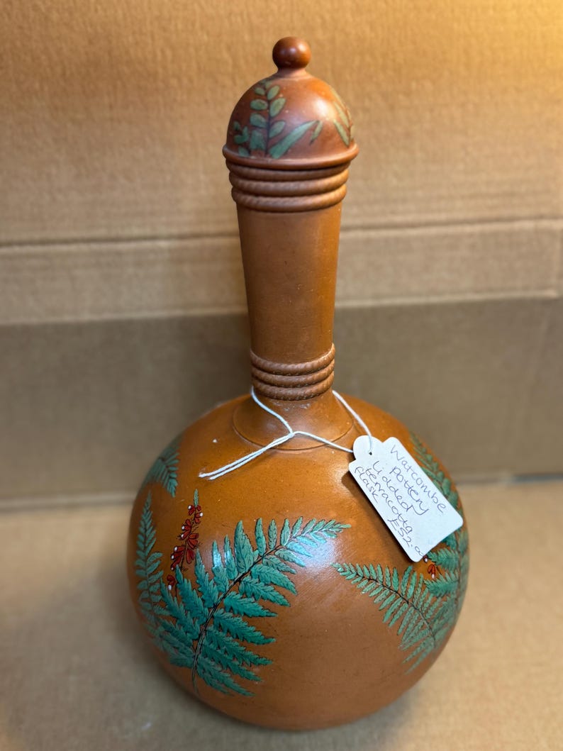 Watcombe Pottery Terracotta Lidded Flask/vase - Etsy