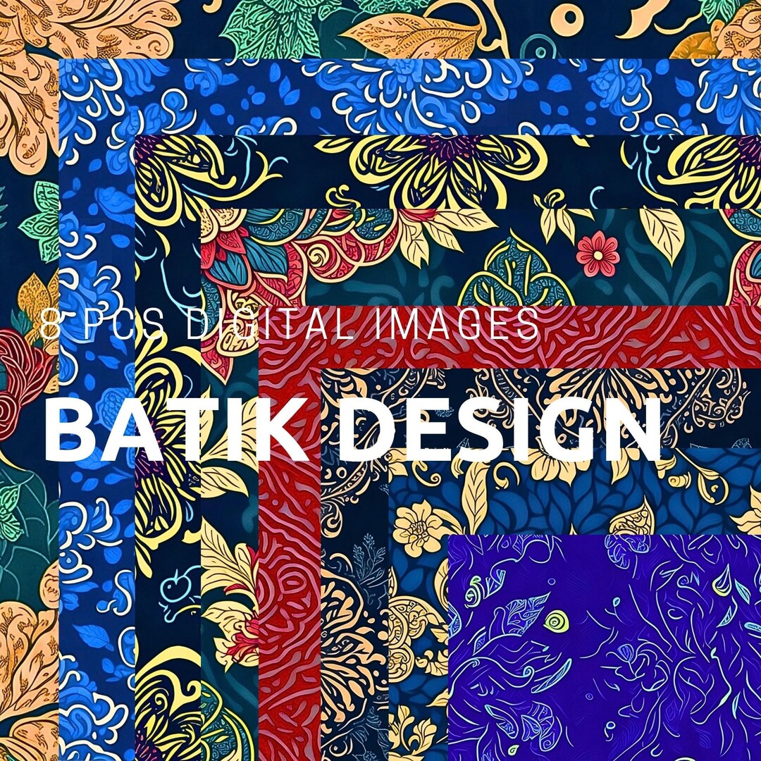 8 Batik Digital Paper, Batik Pattern Background, Digital Scrapbook ...