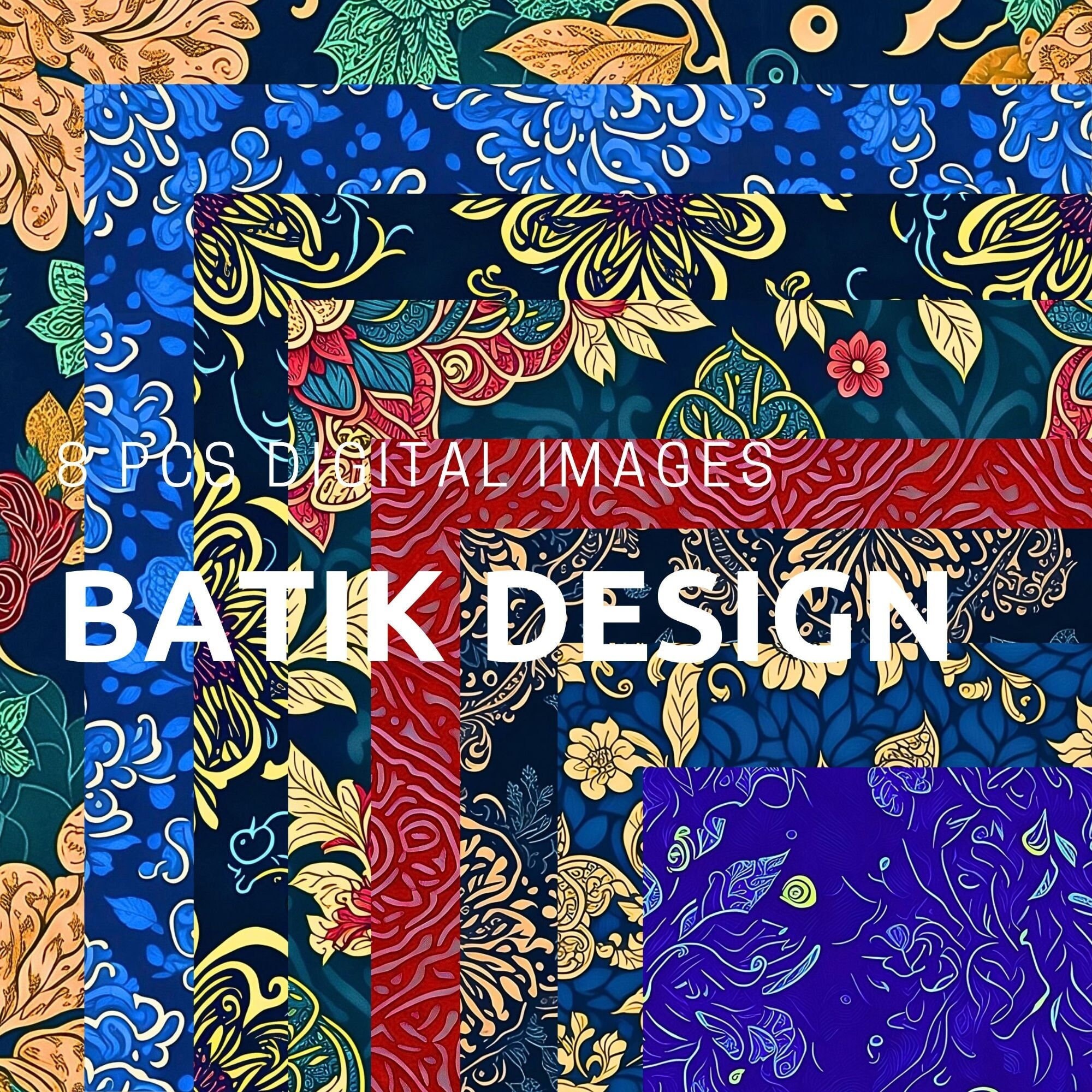 8 Batik Digital Paper, Batik Pattern Background, Digital Scrapbook ...