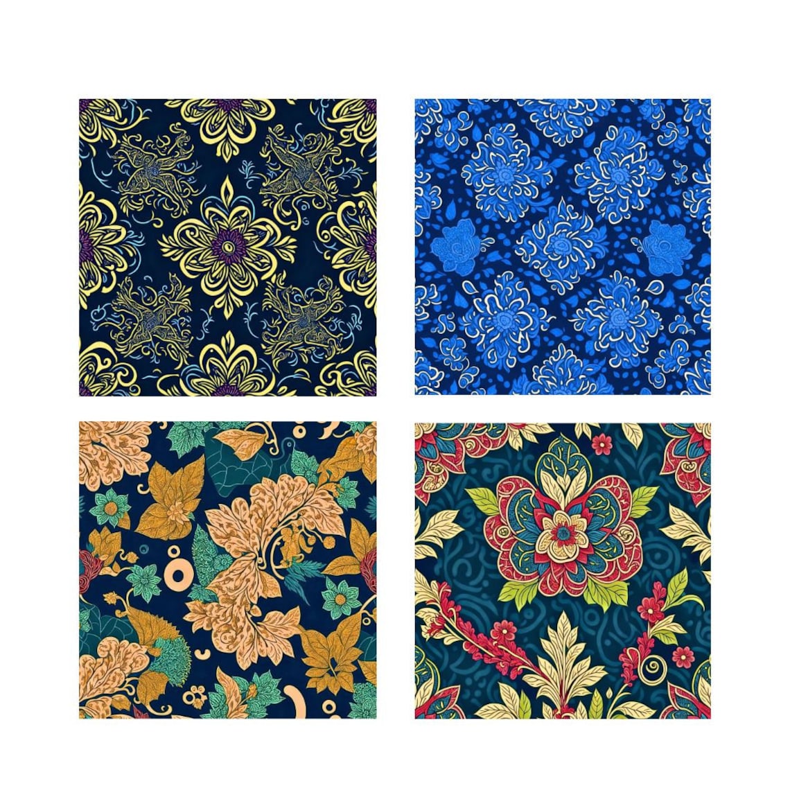 8 Batik Digital Paper, Batik Pattern Background, Digital Scrapbook ...