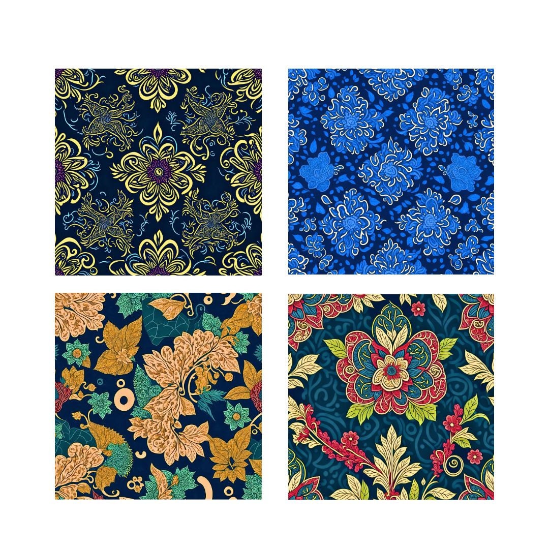 8 Batik Digital Paper, Batik Pattern Background, Digital Scrapbook ...