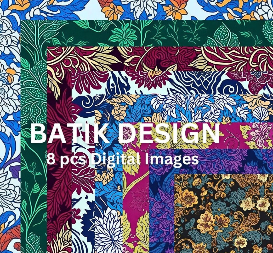 8 Traditional Batik Digital Paper, Batik Pattern Background, Digital ...