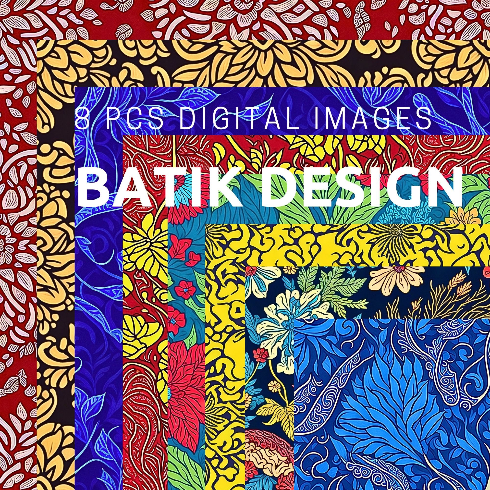 8 Beautiful Batik Digital Paper, Batik Pattern, Digital Scrapbook Paper, Paper Craft, Texture ...