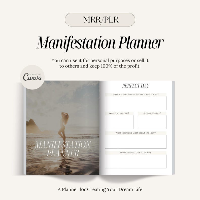 MRR/PLR Manifestation Planner, Manifestation Workbook Template ...