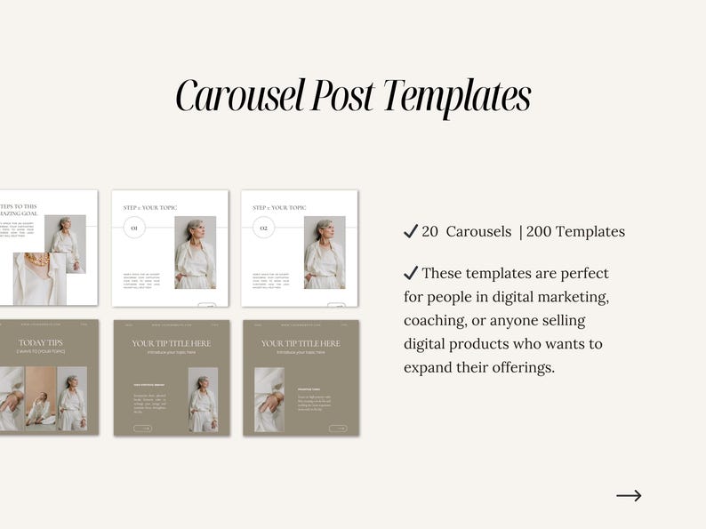 200 Instagram Carousel Post Templates, Social Media Coach Templates ...
