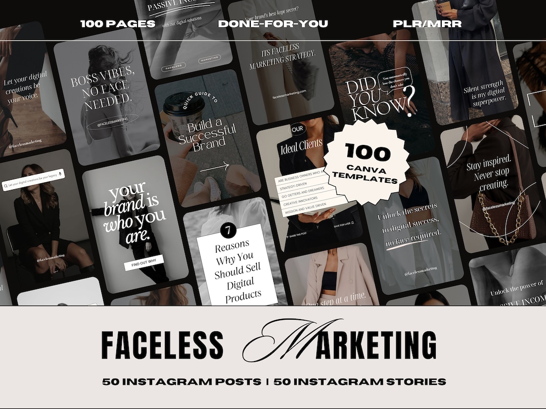 NEW Faceless Digital Marketing Instagram Post & Stories Templates ...