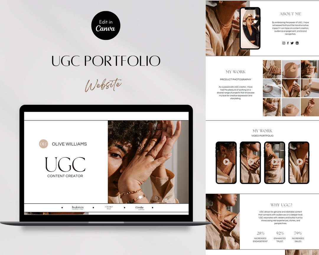UGC Portfolio, UGC Pitch, UGC Canva Website Template, Virtual Assistant ...