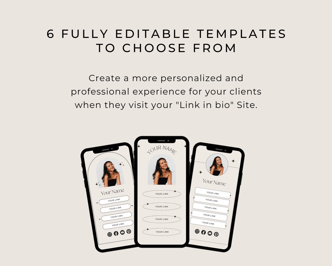 Link in Bio Template, Instagram Bio, Minimal Link in Bio Canva Template ...