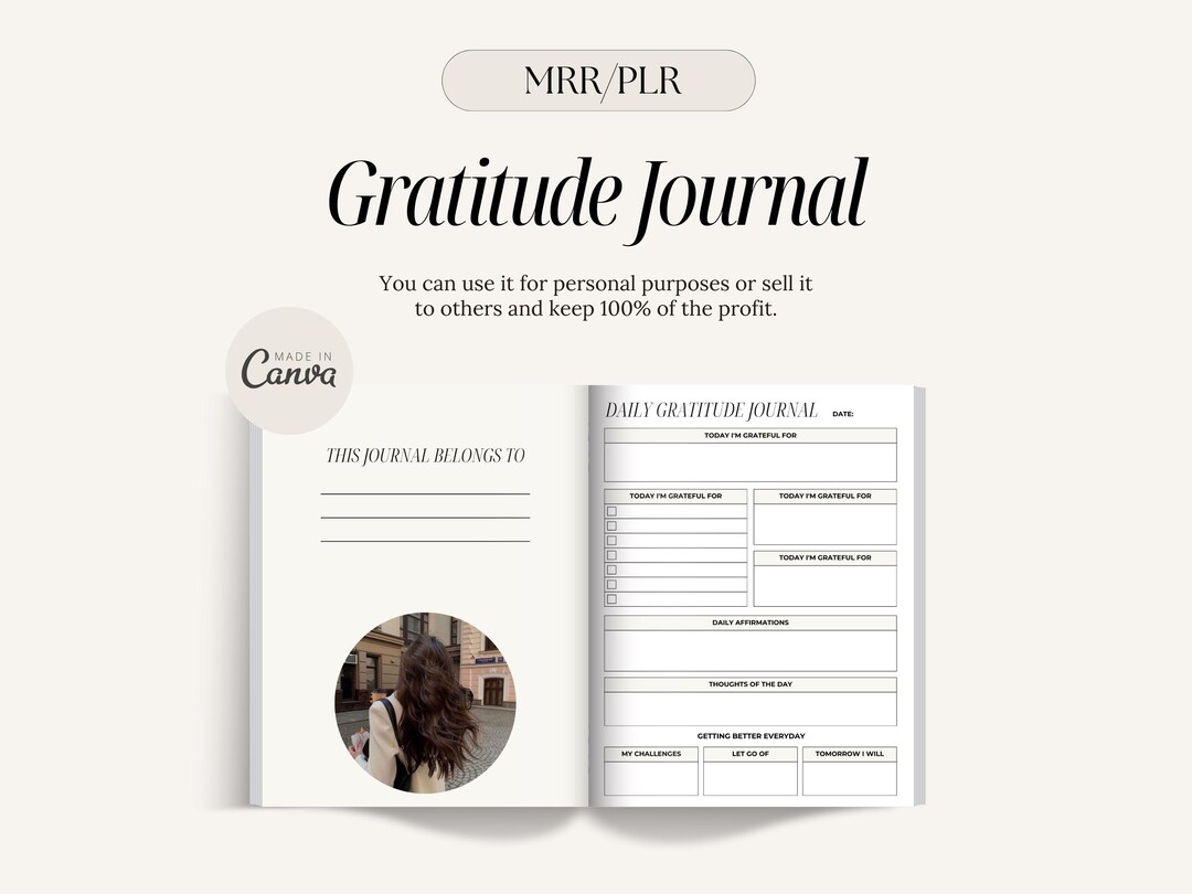 Digital Gratitude Journal: MRR/PLR Canva Template - Etsy