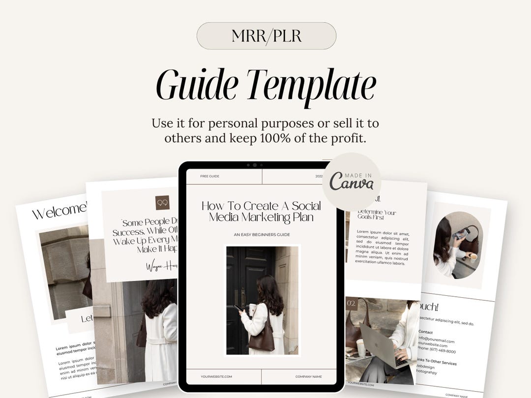 Editable Guide Template, Aesthetic Ebook Template, MRR PLR Guide, Plr ...