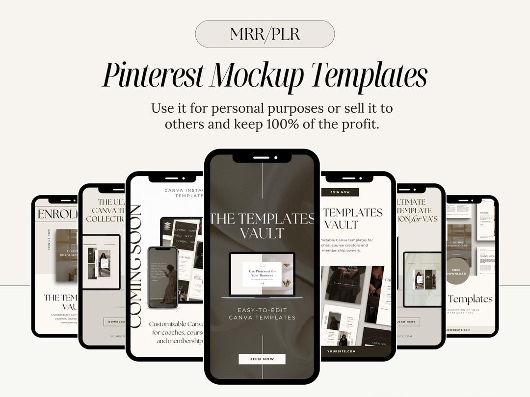 Pinterest Mockup Templates, MRR & PLR, Freebie Templates, Digital ...