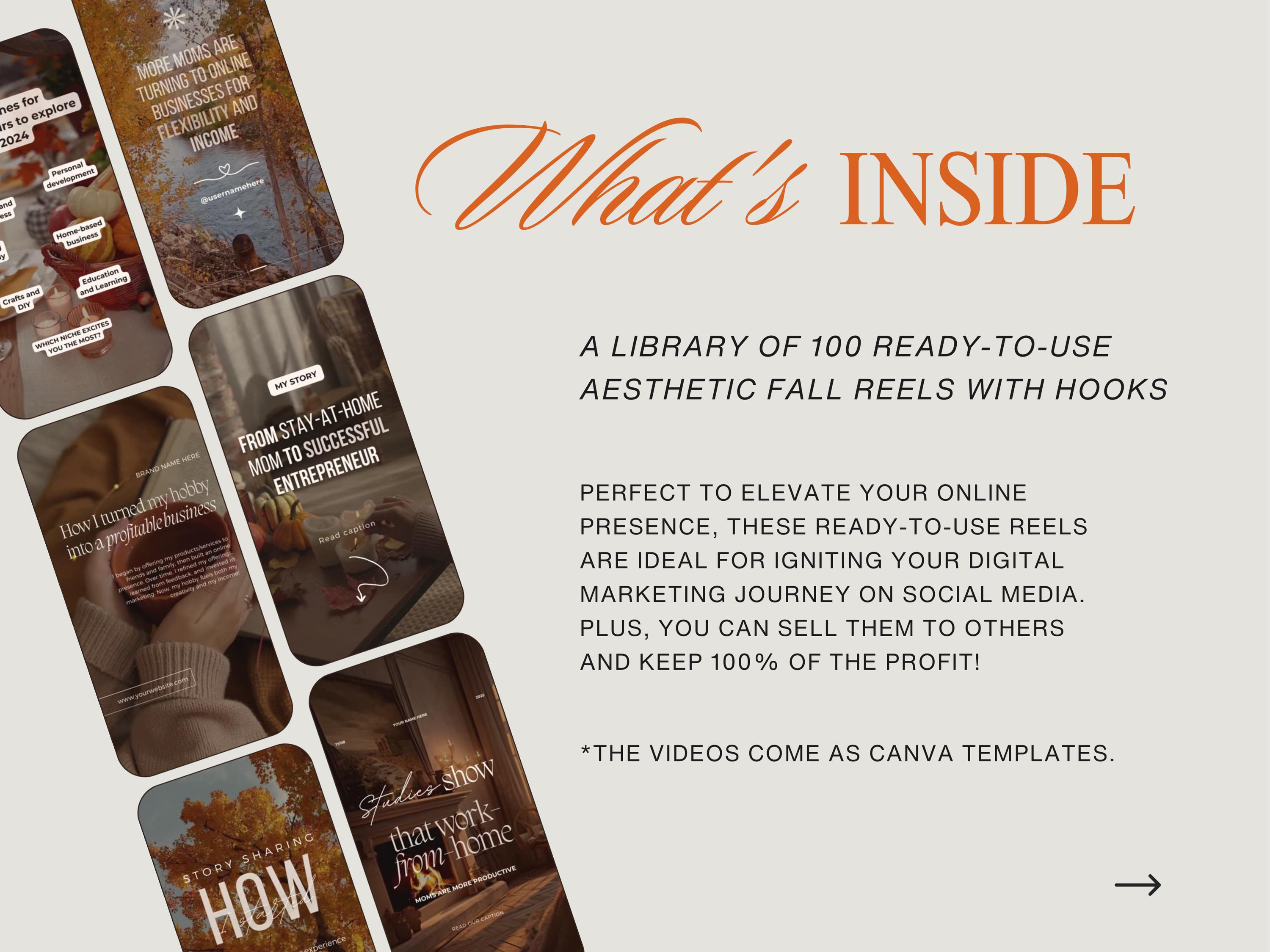 Cozy Vibes Fall Reels With Hooks, Digital Marketing Templates With ...