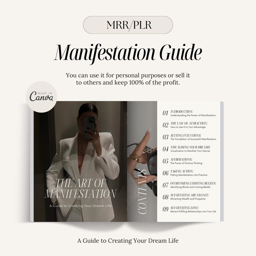 Manifestation Guide With Master Resell Rights, MRR/PLR, Canva Ebook ...