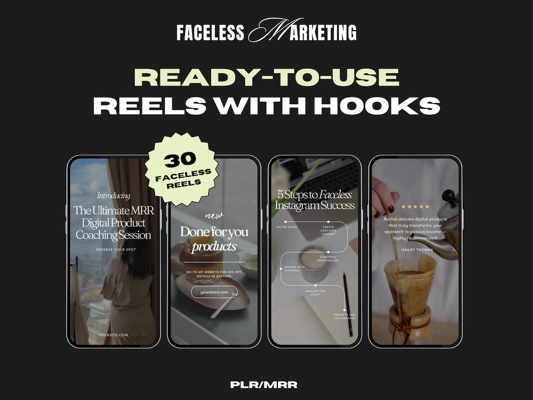 30 Ready-to-use REELS With Hooks for Instagram, Minimalist Faceless ...