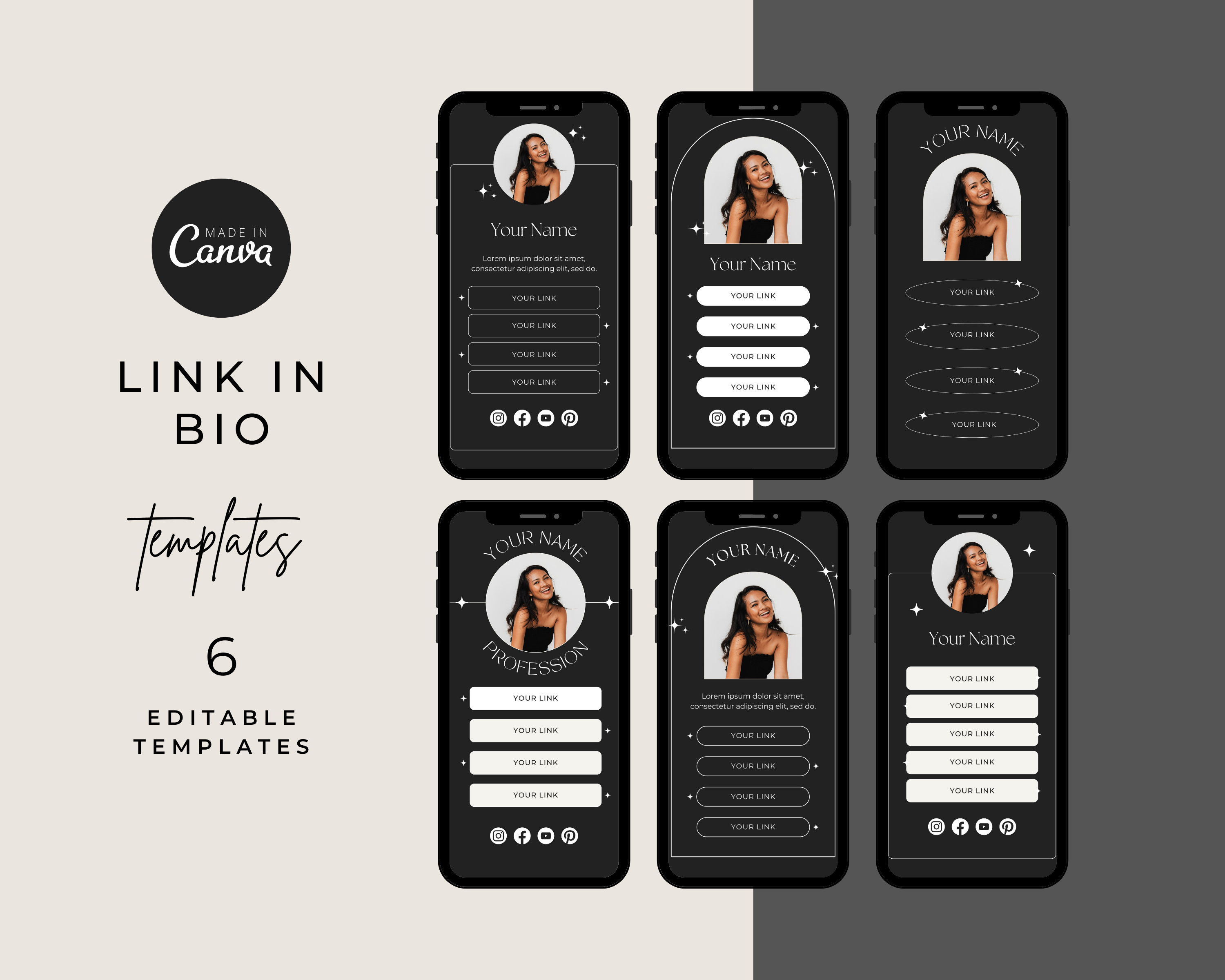 Link in Bio Template, Instagram Bio, Link in Bio Canva, Minimal Link in ...