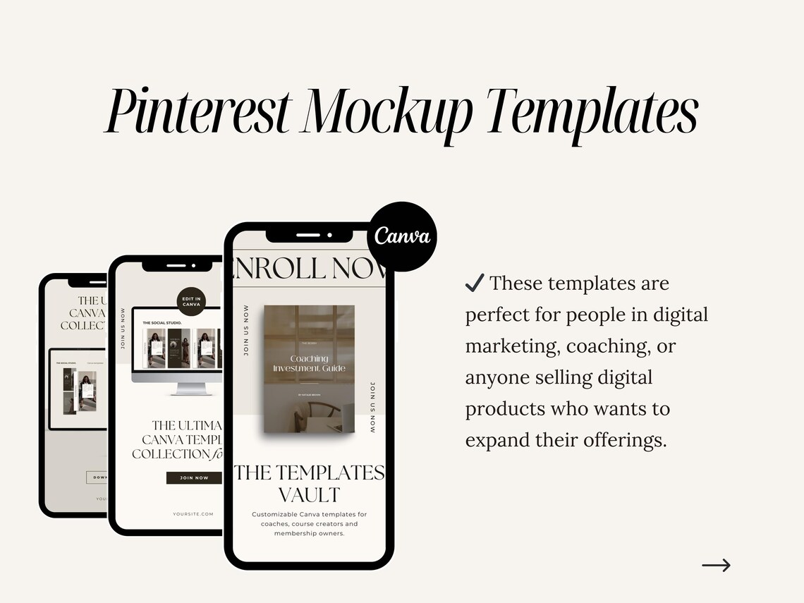 MRR PLR Pinterest Mockup Templates, Digital Product & Planner Mockups ...