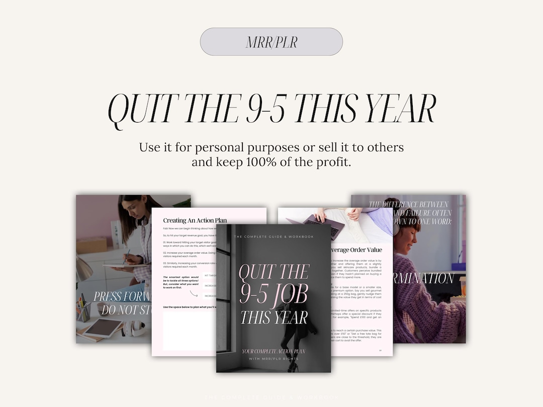 MRR PLR Quit the 9-5 This Year, Guide & Workbook, Master Resell Rights ...