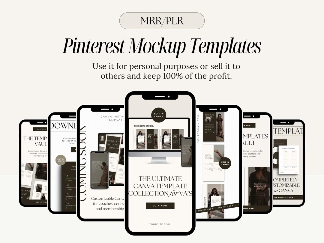 MRR PLR Pinterest Mockup Templates, Digital Product & Planner Mockups ...