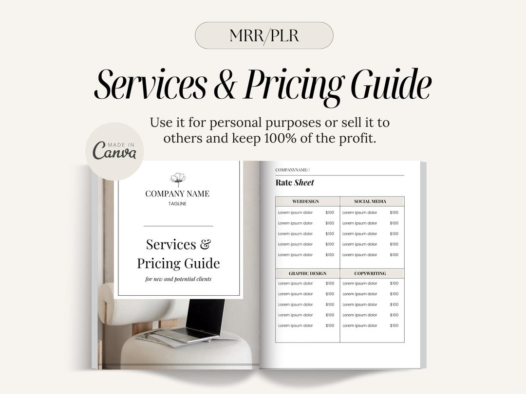 Services and Pricing Template, Personal & Commercial Use, PLR Digital ...