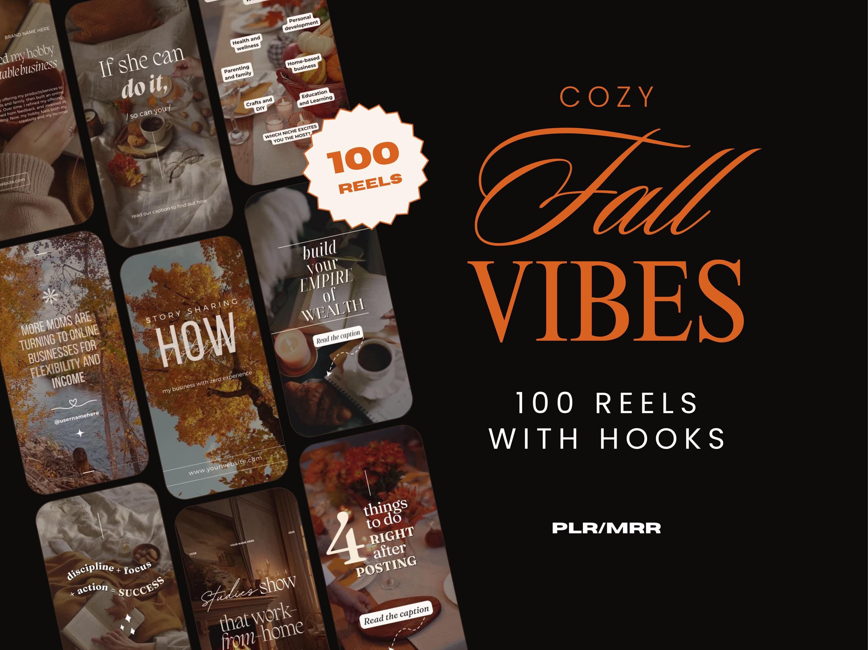 Cozy Vibes Fall Reels With Hooks, Digital Marketing Templates With ...