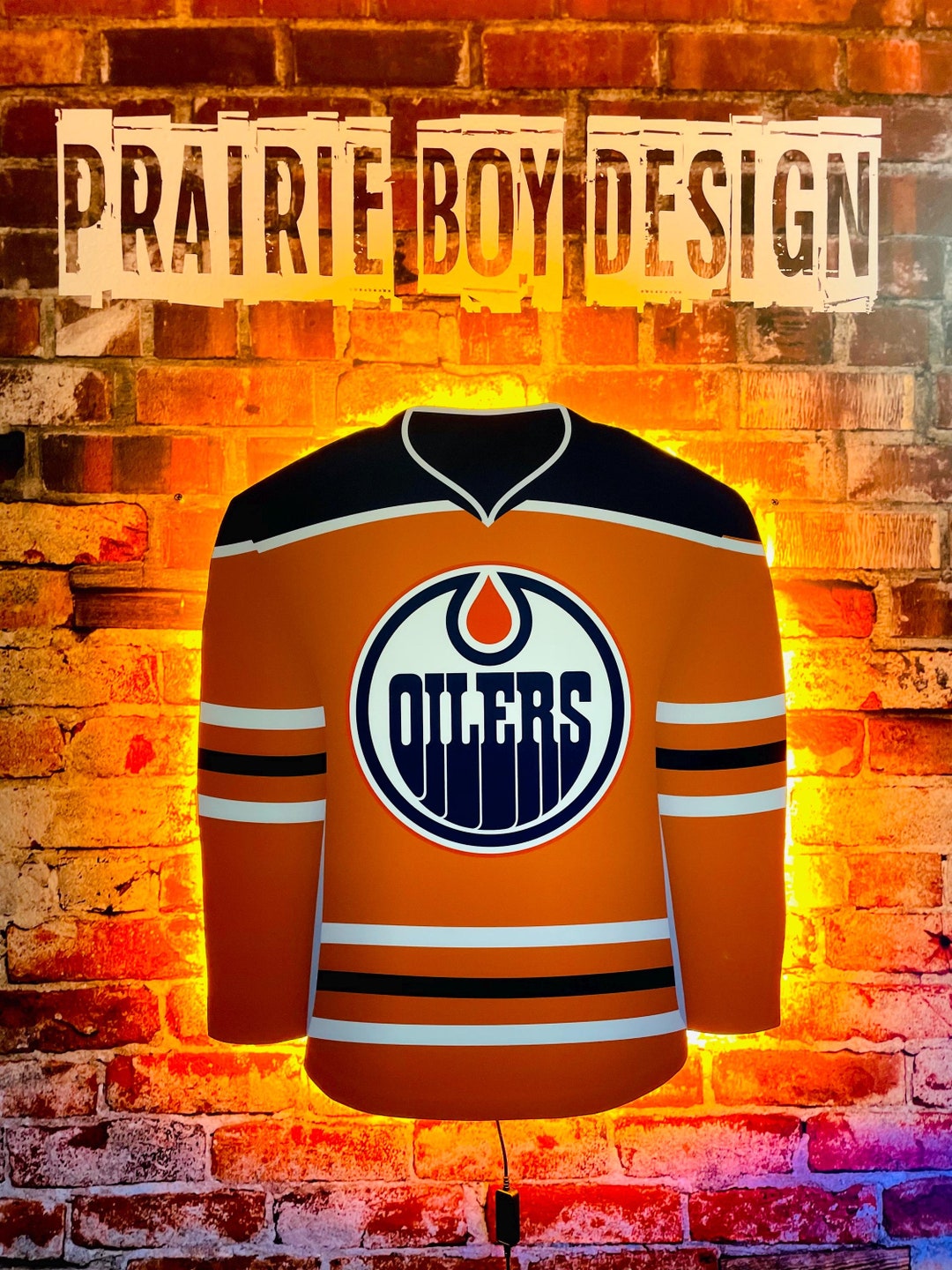 LED Back Lit Laser Cut Mdf Wood Edmonton Oilers Jersey, 23x28front or ...
