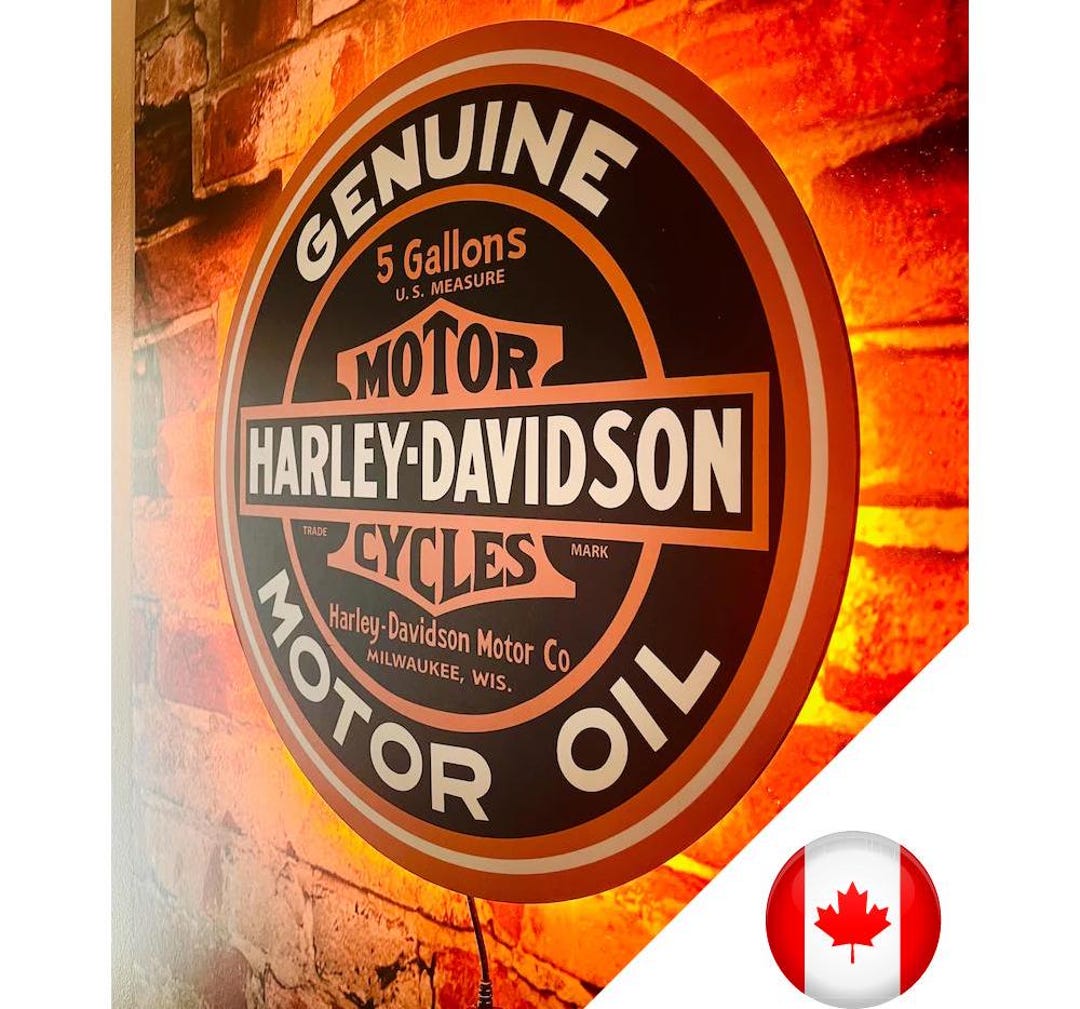 Led Backlit Harley Davidson Motor Oil Sign. 20" Round Sign With High ...