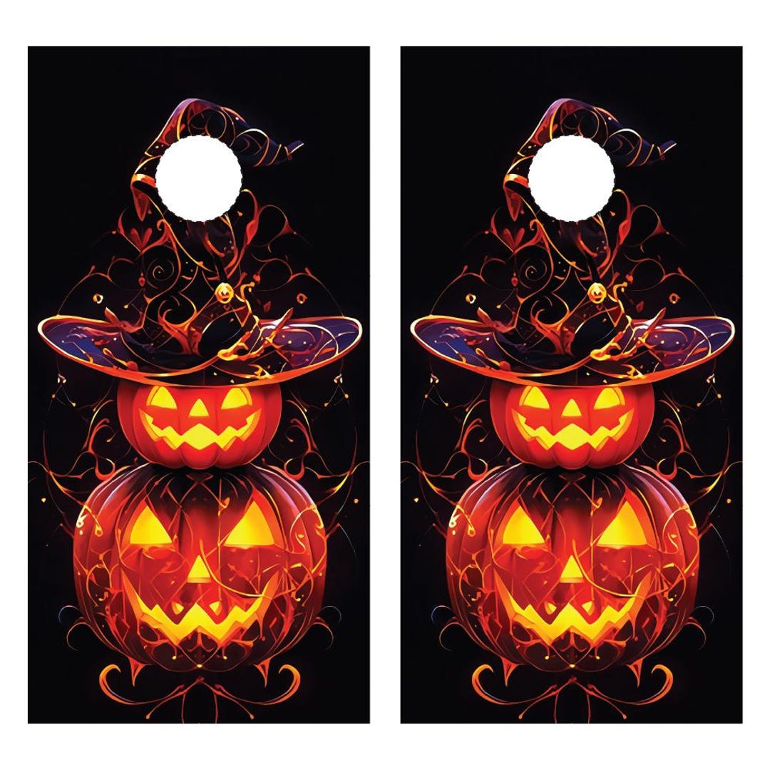 Halloween Cornhole Wrap 2pc Halloween Cornhole Decals Free Shipping ...