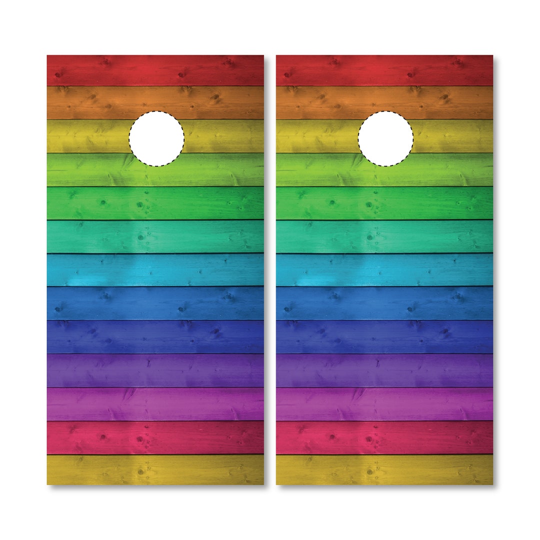 Rainbow Cornhole Wrap 2pc, Free Customization, Custom Cornhole Wraps ...