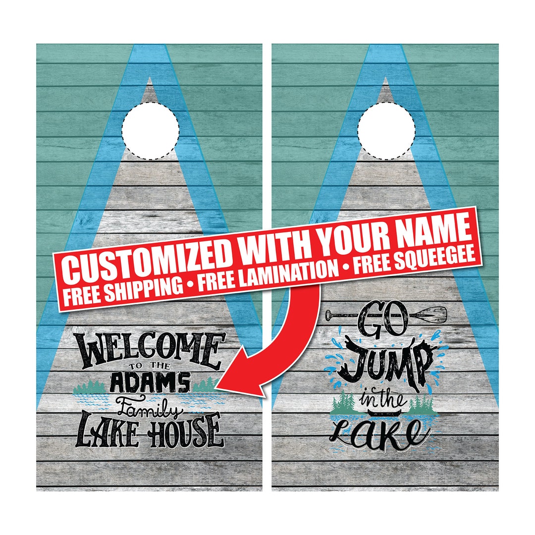 Lake House Custom Cornhole Wraps (2pc) | Lake Cornhole | Cabin Cornhole ...