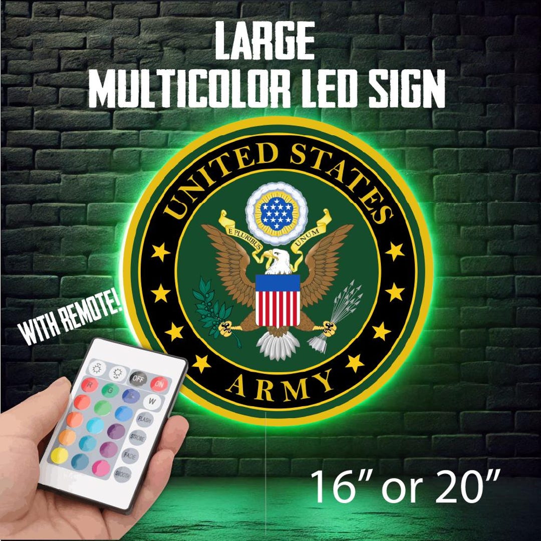 Led Backlit US ARMY Sign. 16”/20" Round Sign With High Resolution ...