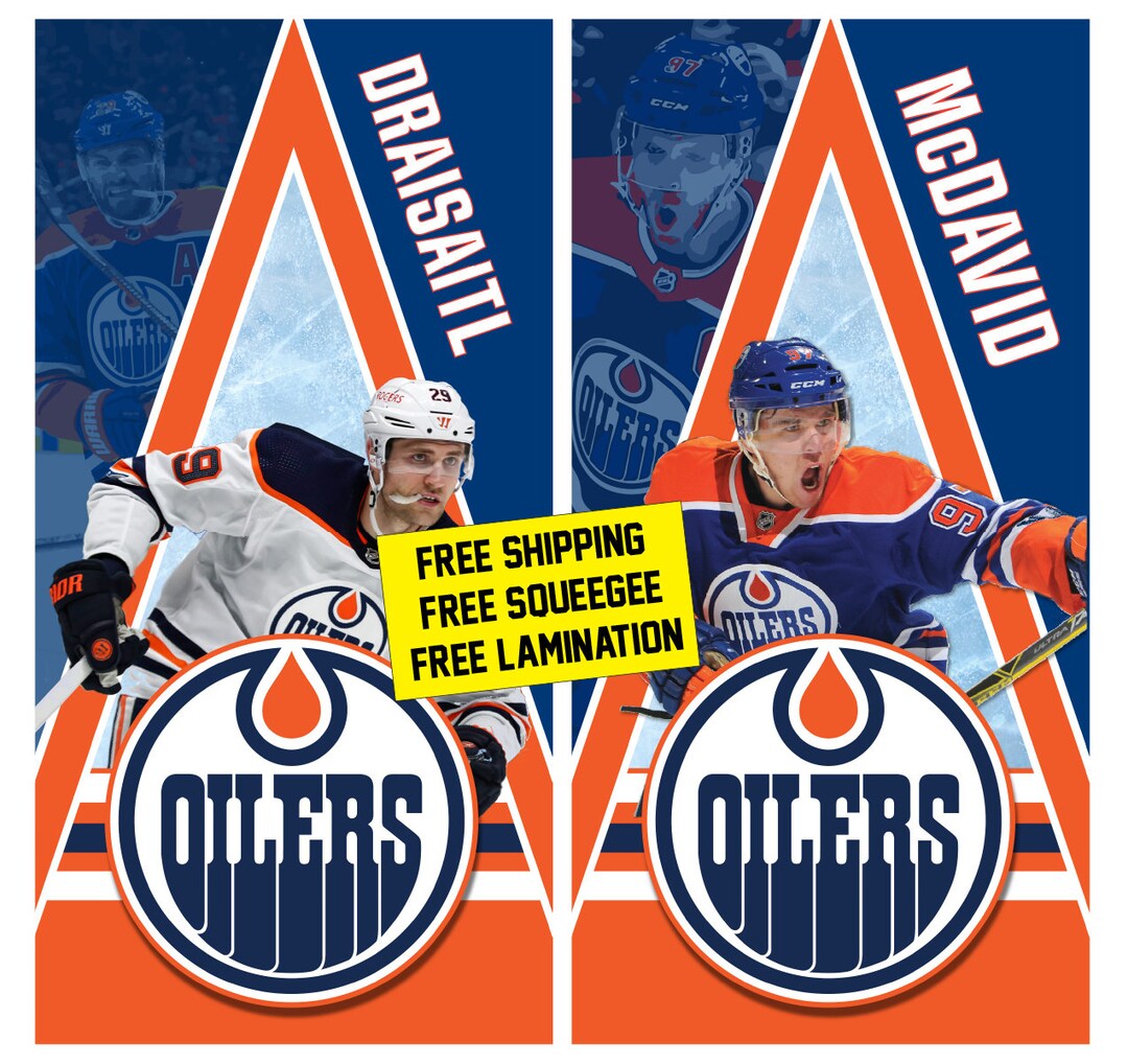 Edmonton Oilers Mcdavid Draisaitl Hockey | Cornhole Wrap (2pc ...