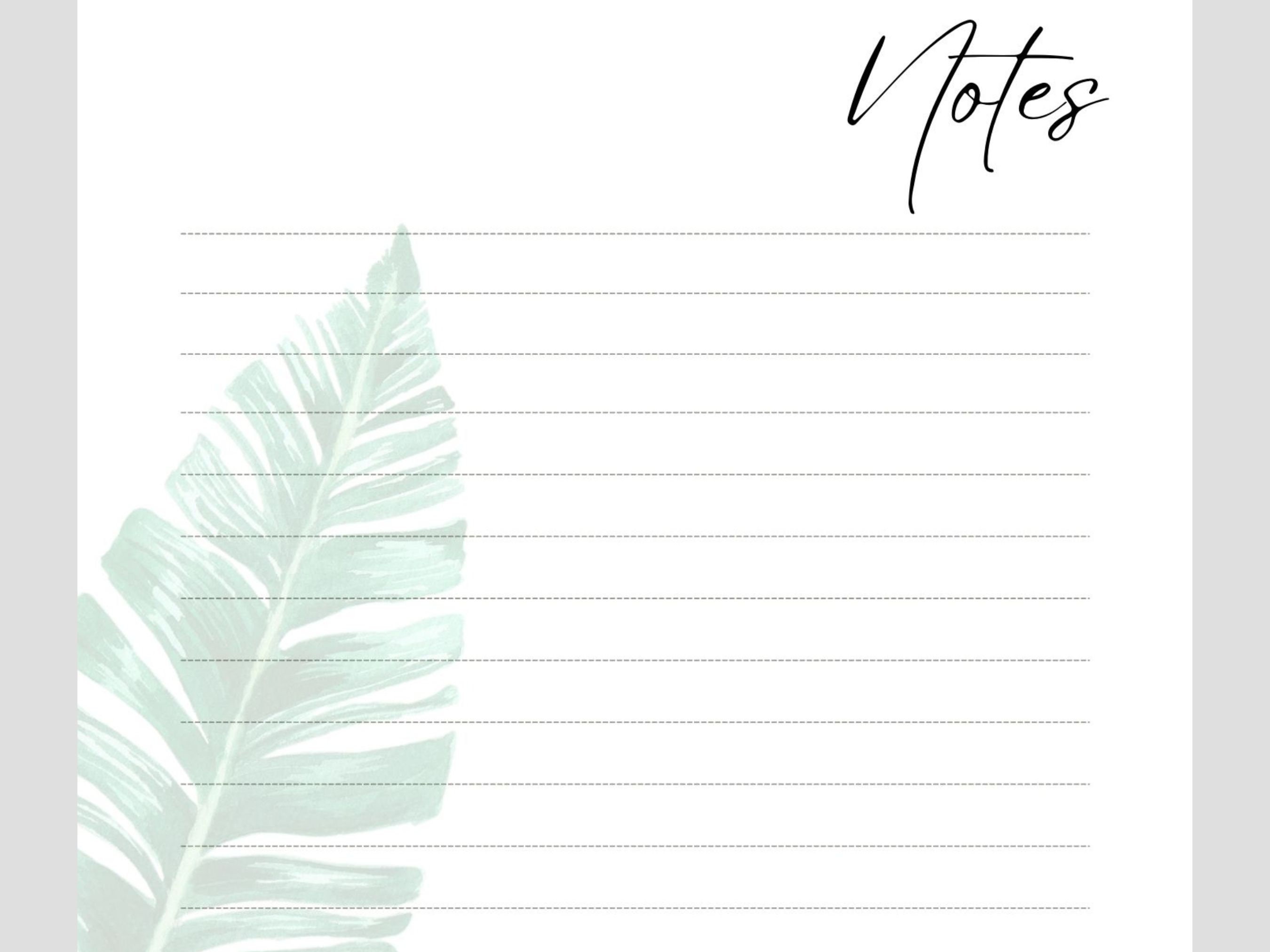 Green Leaf / Fern Letter Writing Paper Printable Stationery, Digital ...