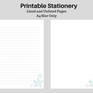 Starfish Letter Writing Paper Printable Stationery, Digital Download ...