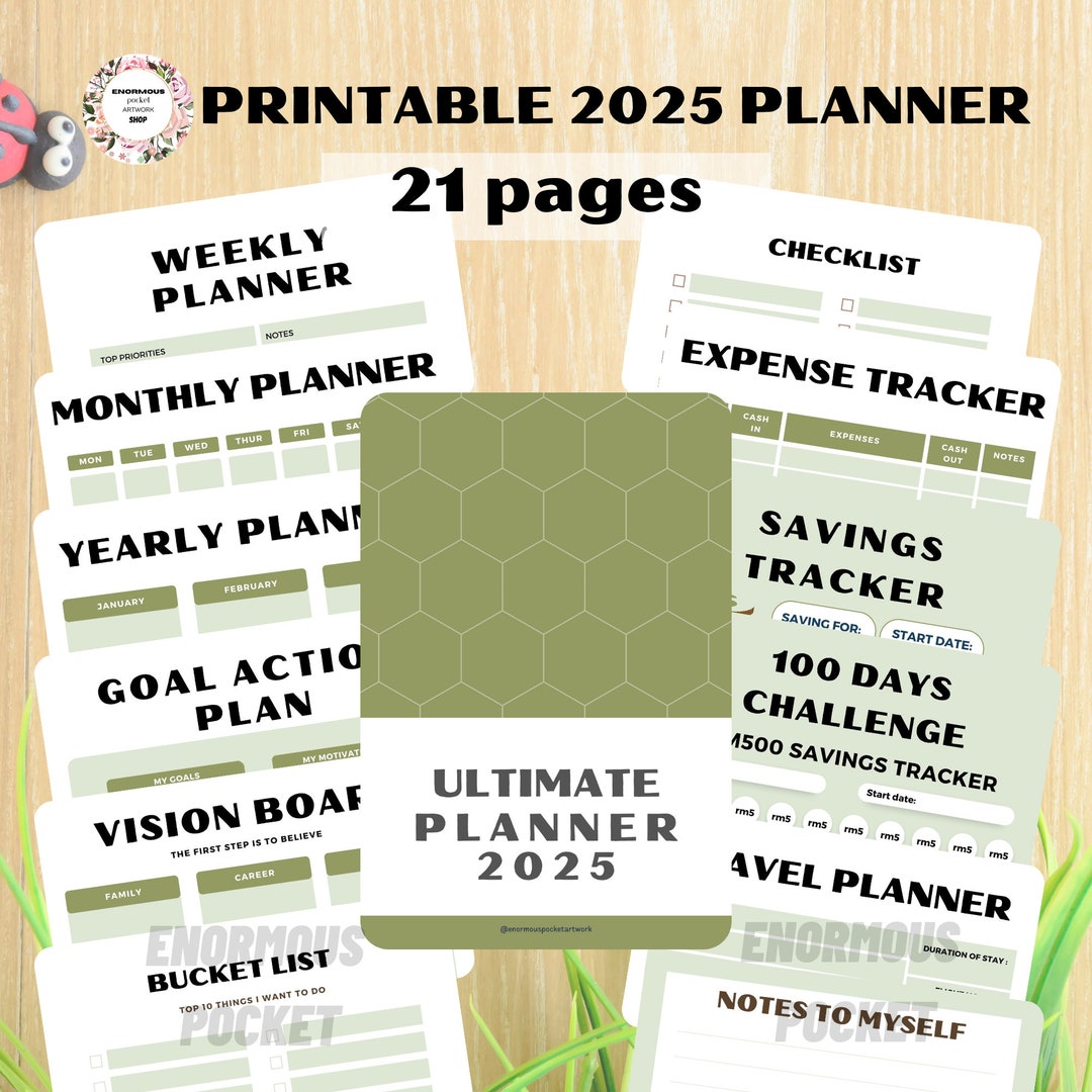 Printable 2025 Planner, to Do List, Goal Action Plan, Vision Board ...