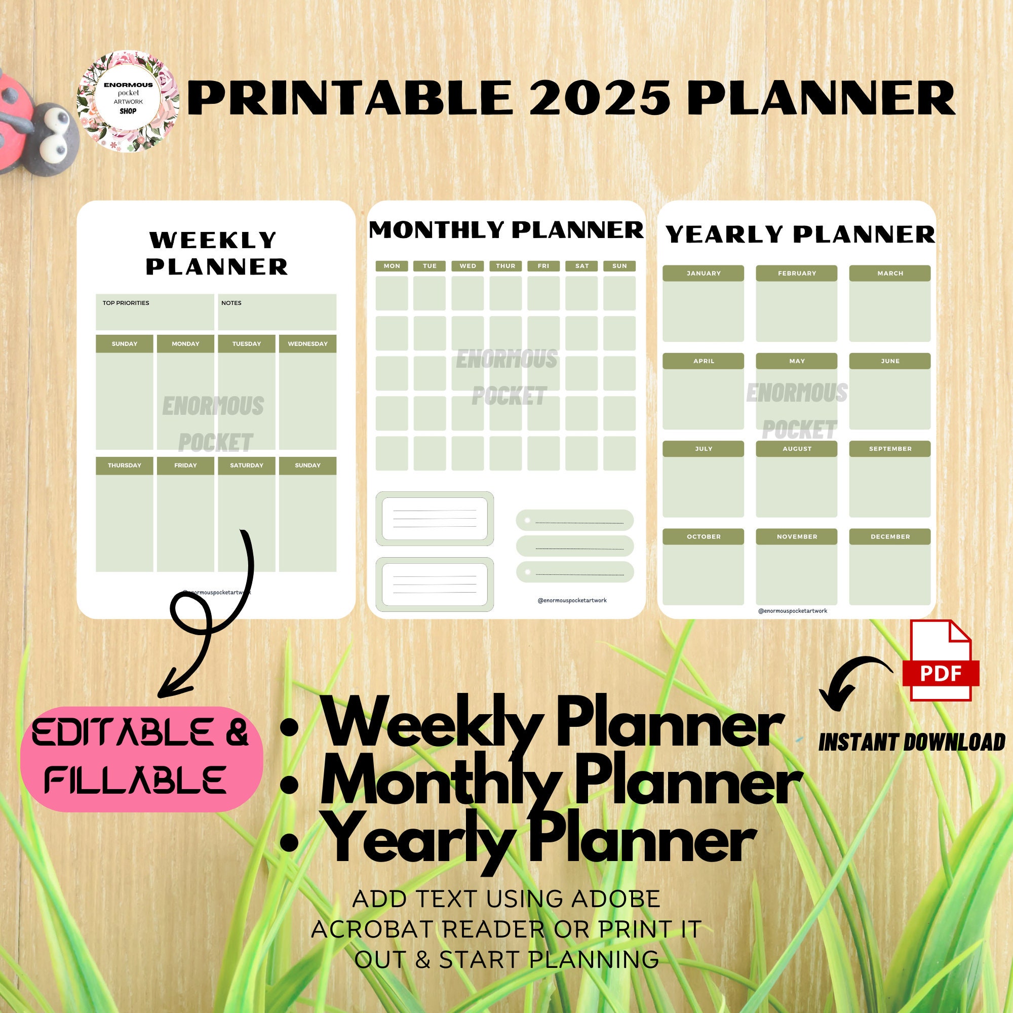 Printable 2025 Planner, to Do List, Goal Action Plan, Vision Board ...