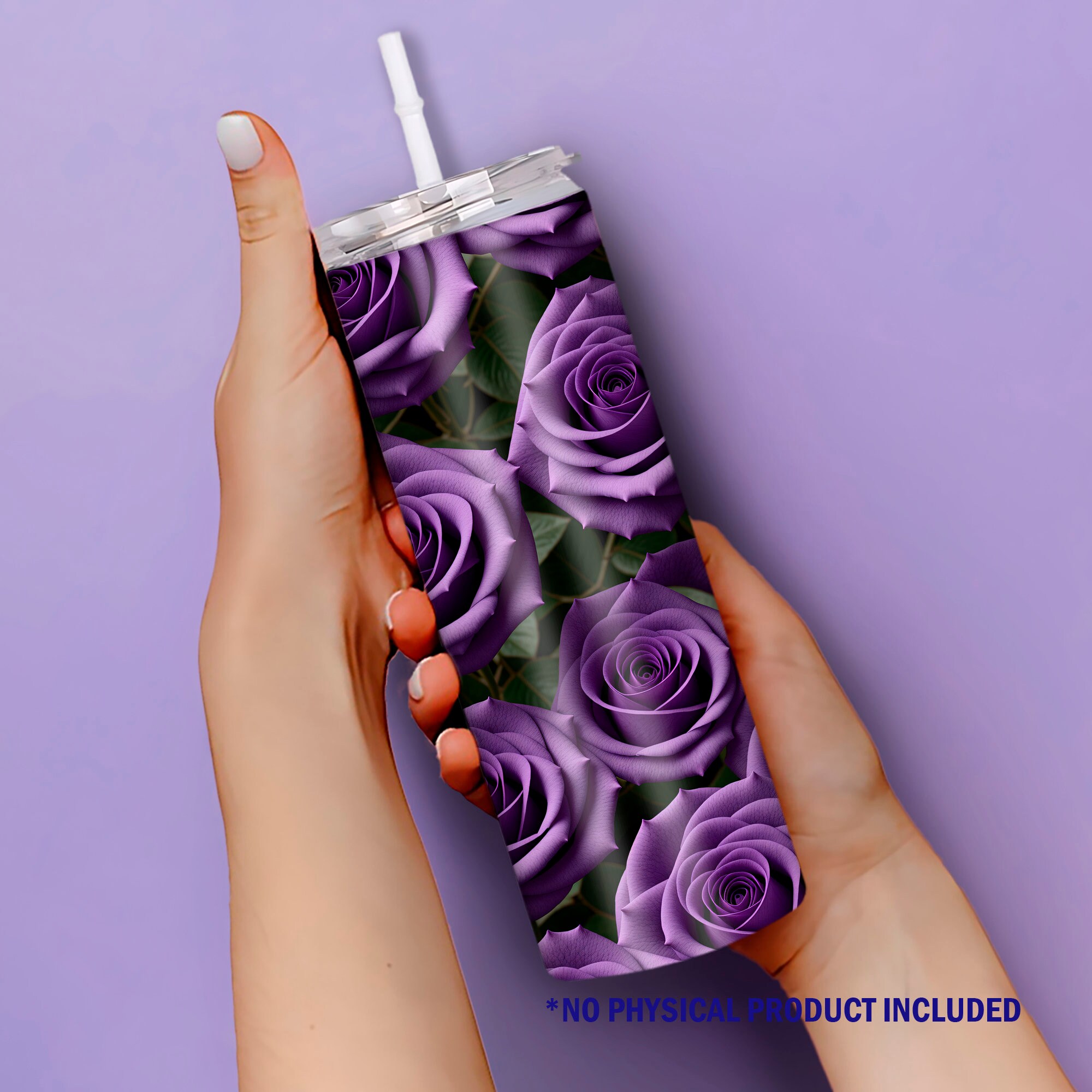 Violet Roses Wrapper, Realistic Floral Design, Sublimation for Straight ...