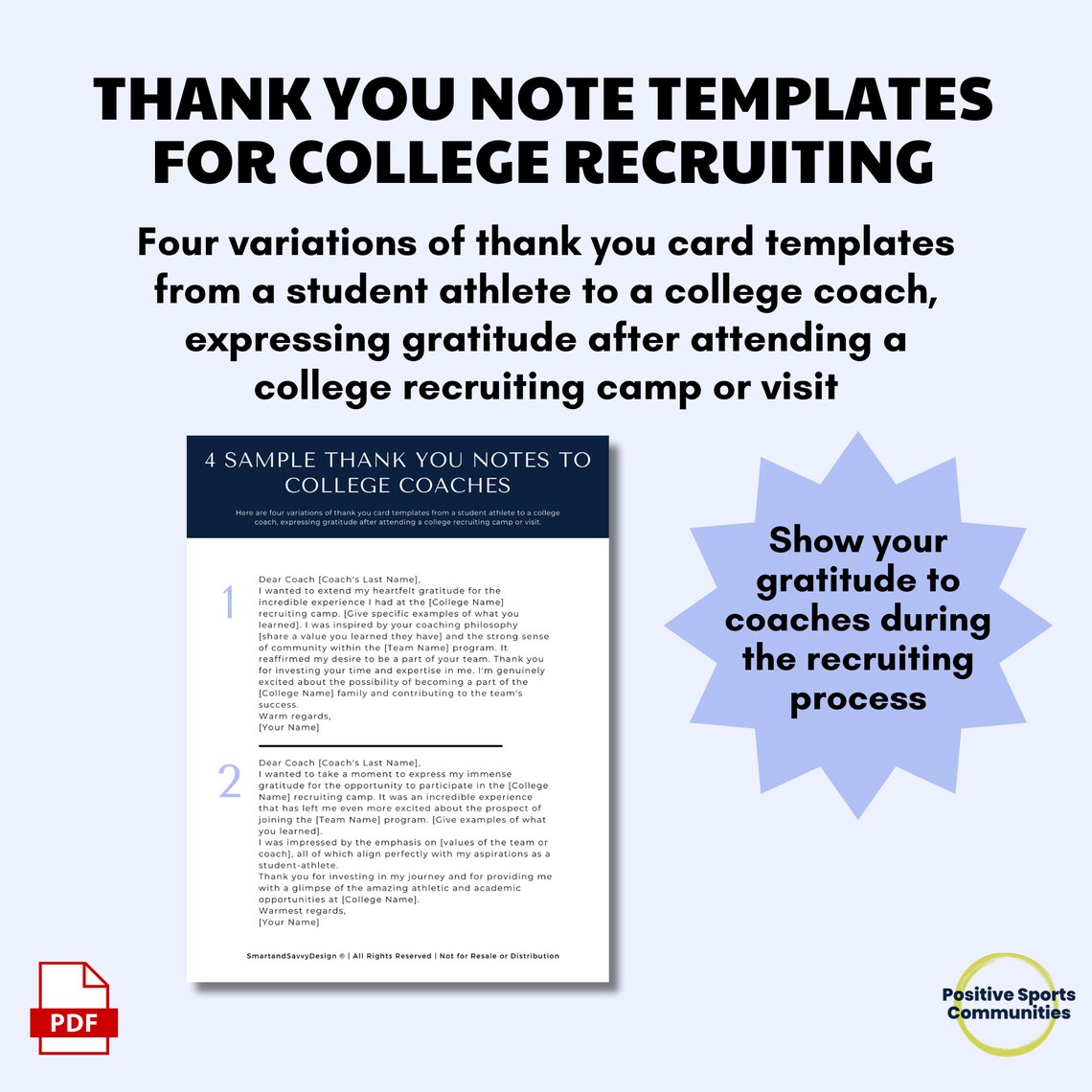 Thank You Templates for College Recruiting: Instant Download PDF for ...