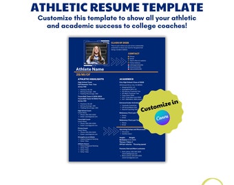 All-sports Athletic Resume Template for College Recruitment, Editable ...