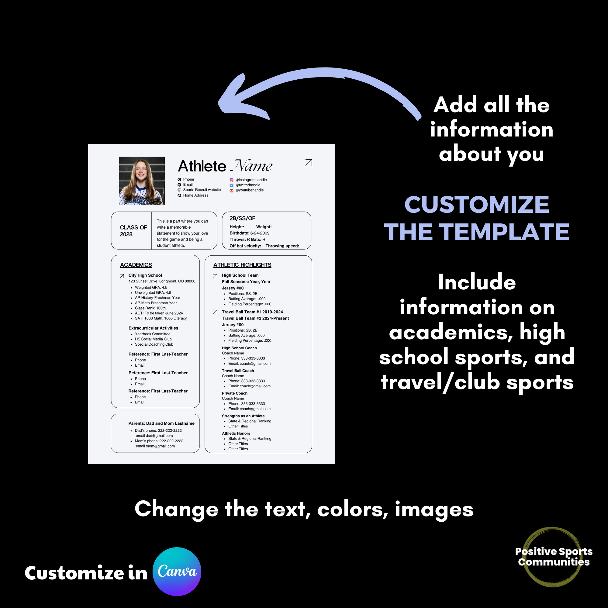 Football Athletic Resume