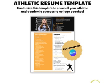 All-sports Athletic Resume Template for College Recruitment, Editable ...