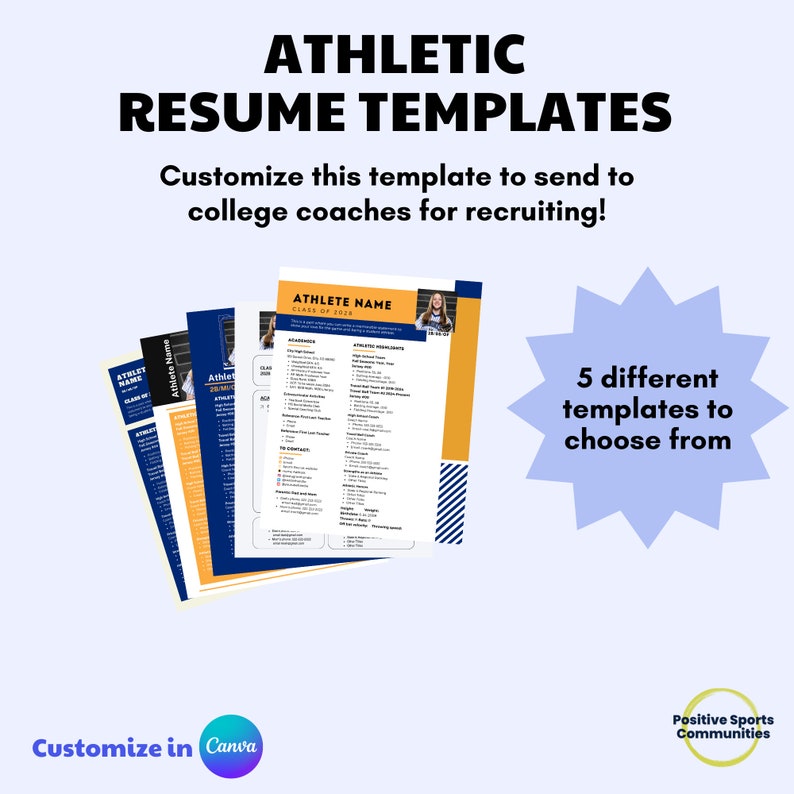 Comprehensive All-sports Athletic Resume Template for D1, D2, D3, JUCO ...