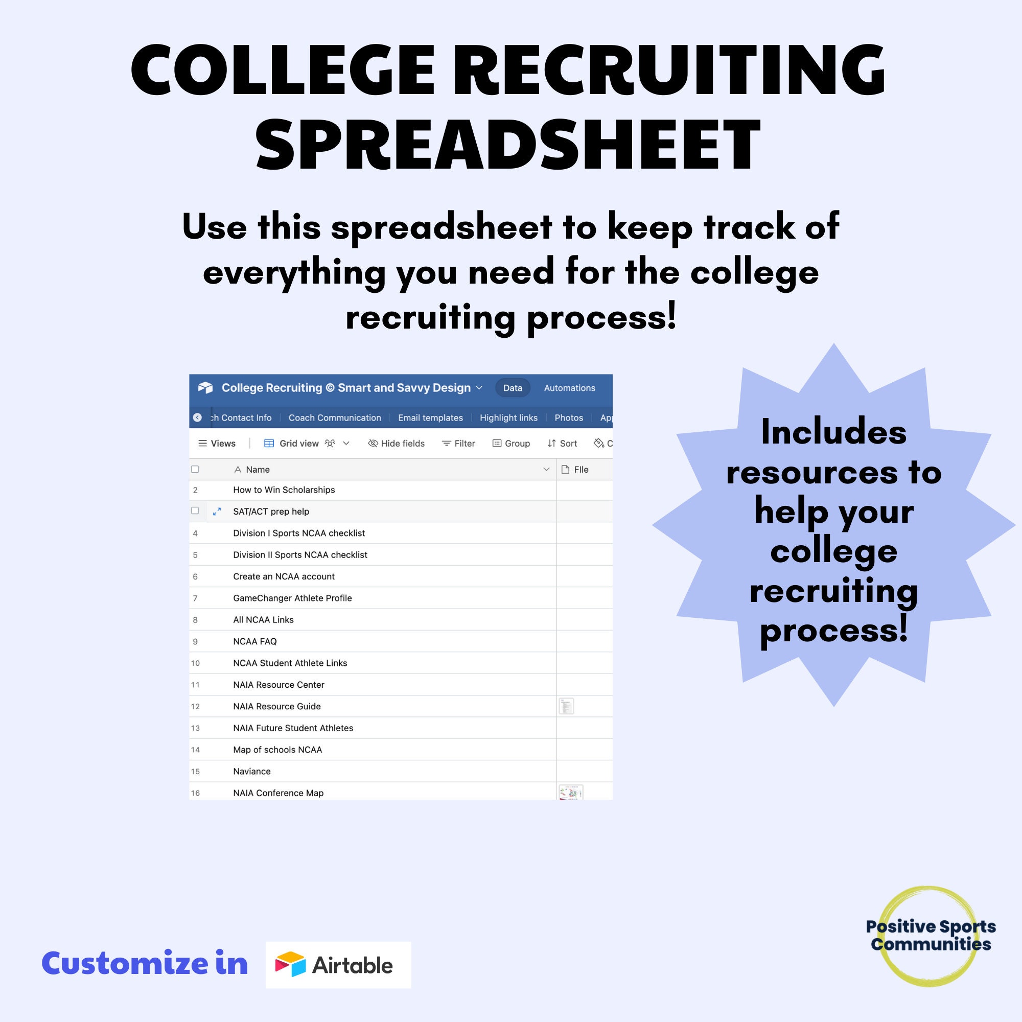 College Recruiting Spreadsheet: Streamline College Athletic Recruiting ...